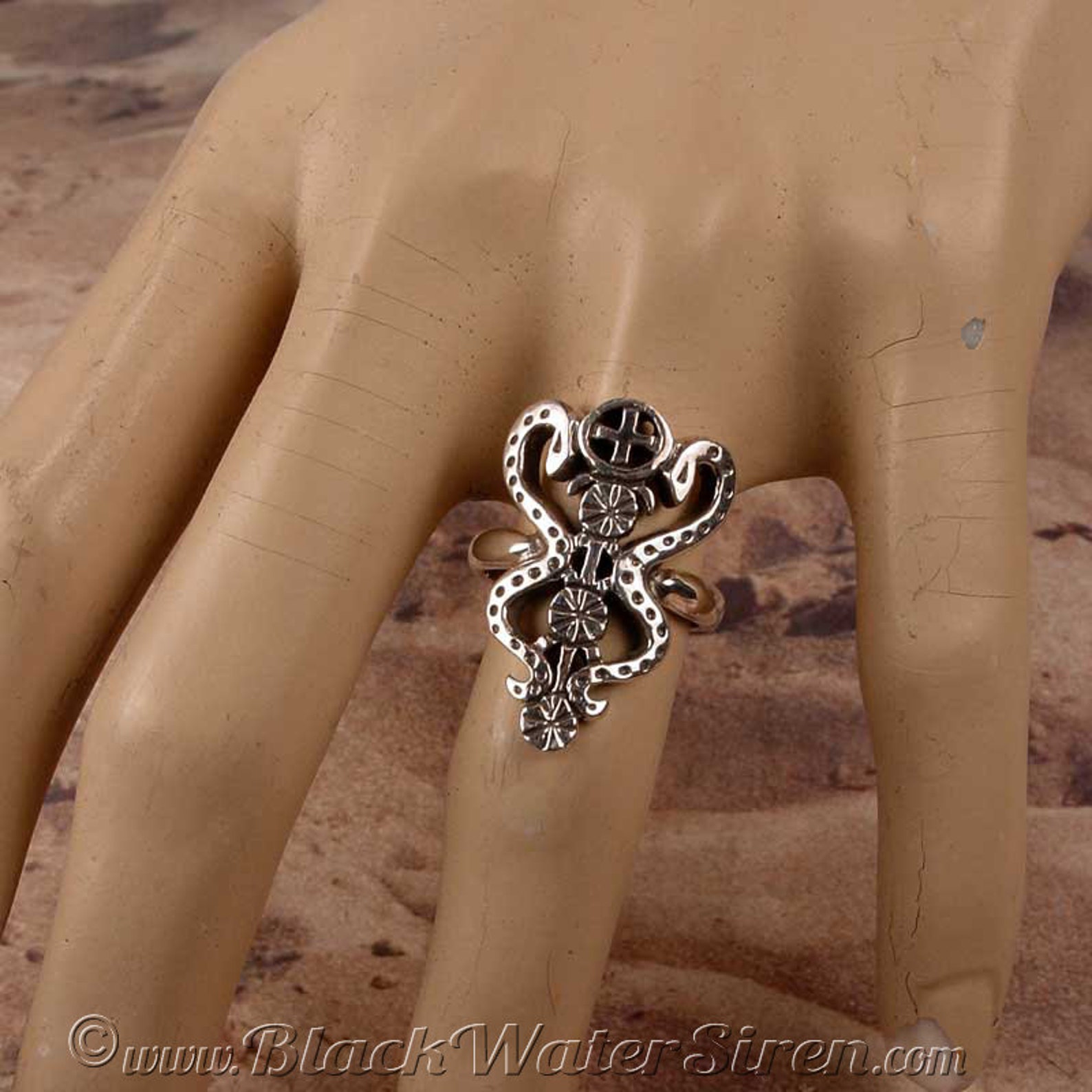 DAMBALLAH RING - Voodoo Vodou Loa Lwa Veve in 925 Sterling Silver ...