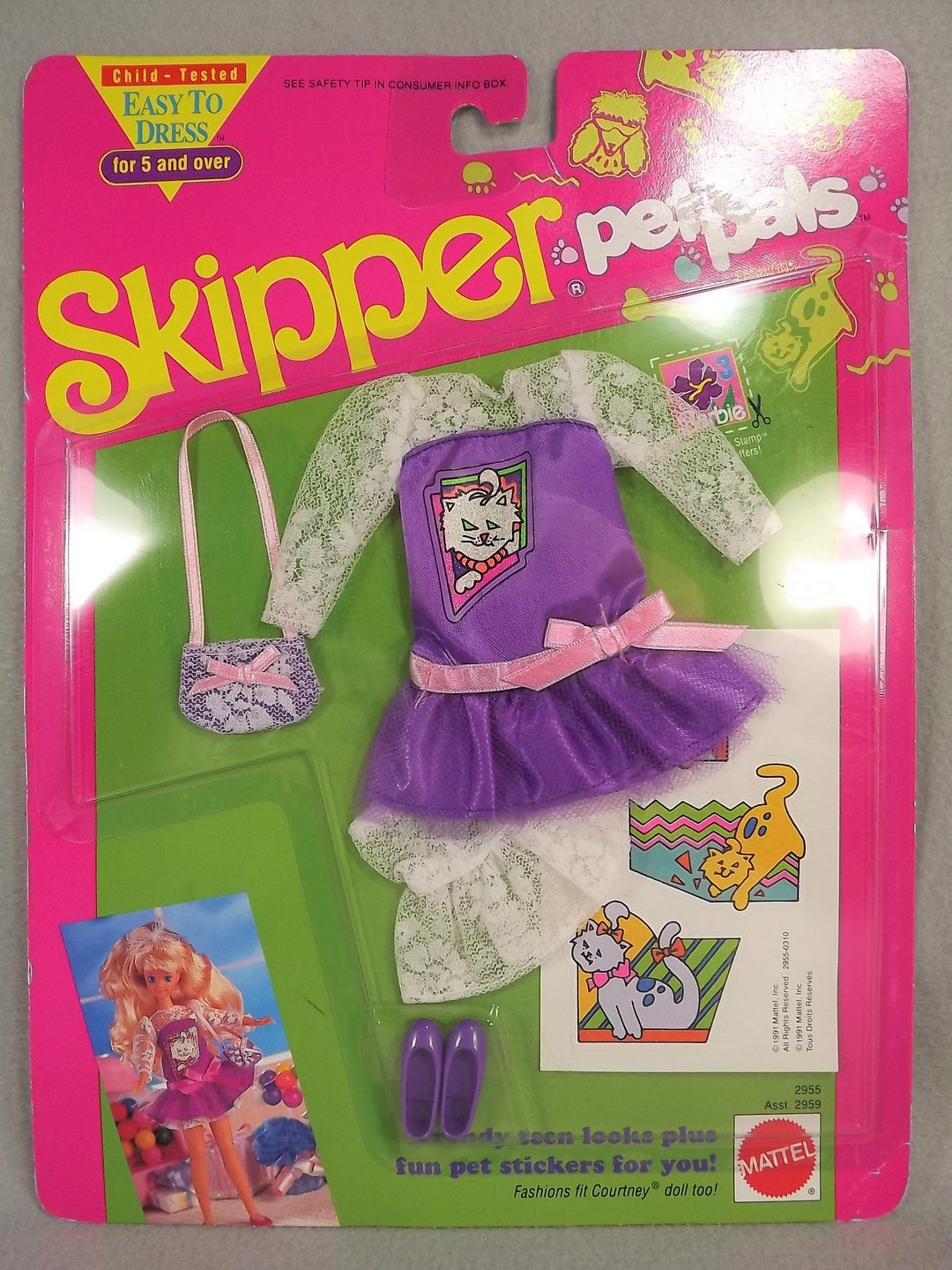 Mattel Skipper Pet Pals Set Dress Shoes Stickers Easy to Dress Set ...