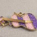 Tortolani Jewelry, Guitar Pin Brooch, 1970s Pink and Purple Crushed ...