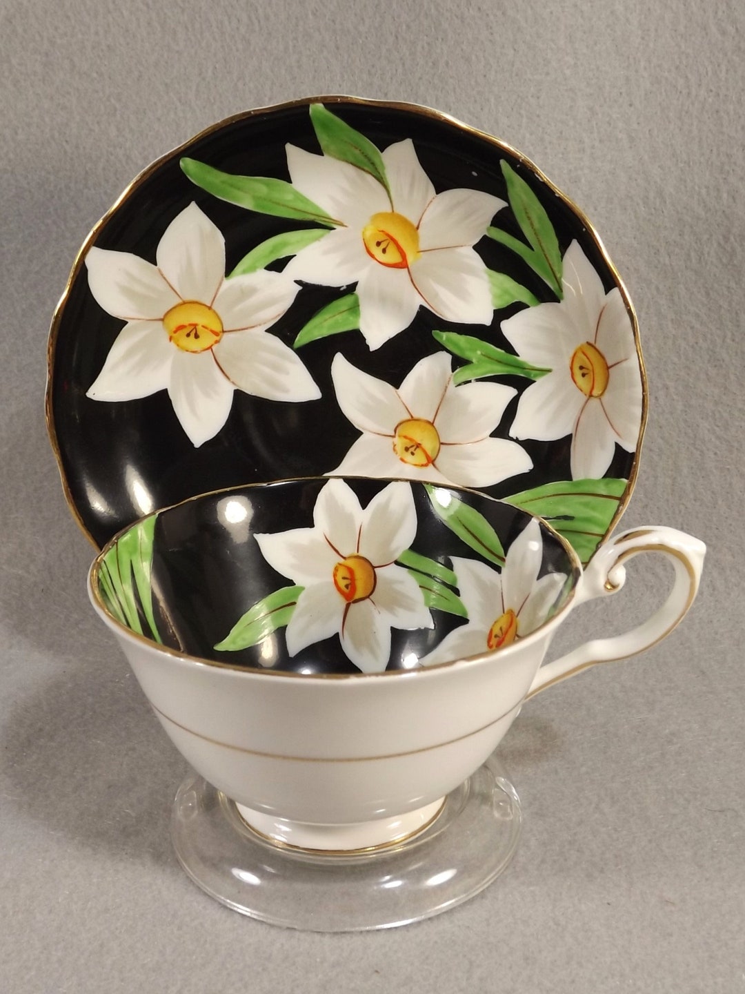 Tuscan Jonquil Daffodil Cup Saucer, Hand Painted, Fine English Bone ...