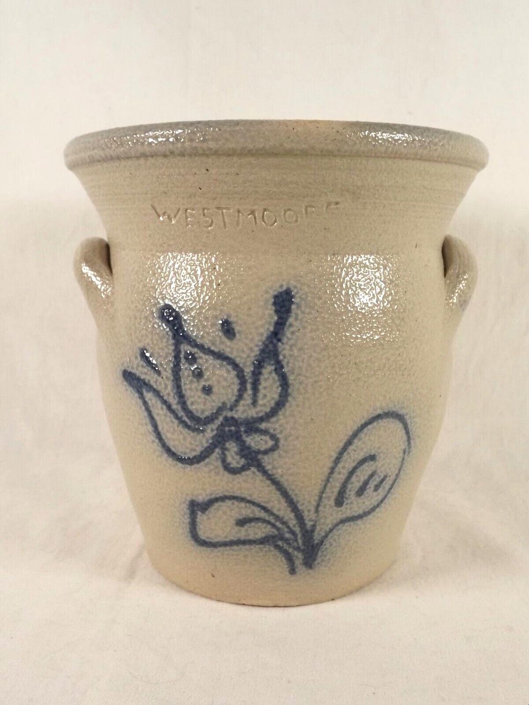 Westmoore Pottery Salt Glaze Crock or Vase, Applied Handles, Made for J ...