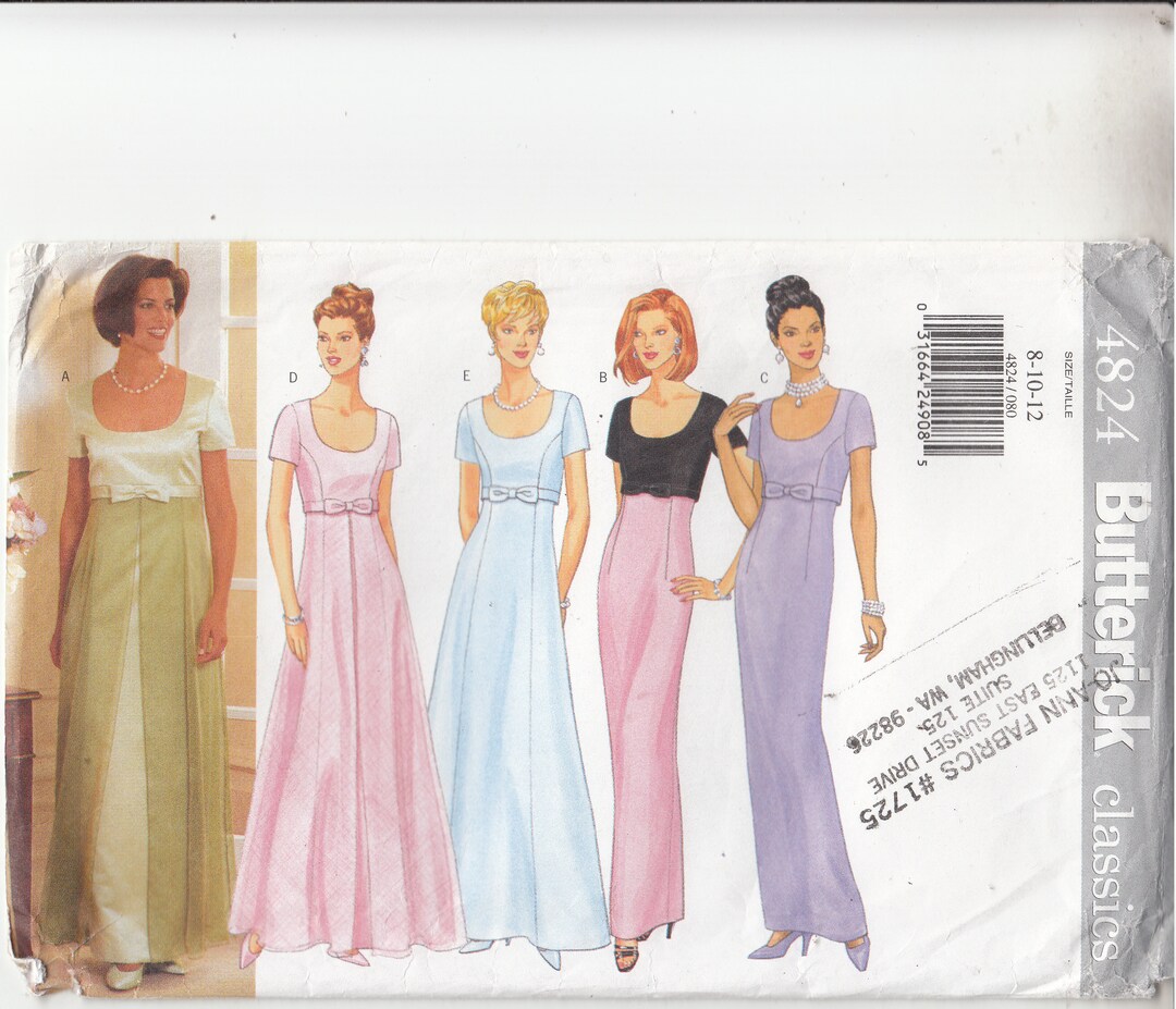 Butterick 4824 Misses Dress Evening Length Fit Flare Overskirt Sewing ...