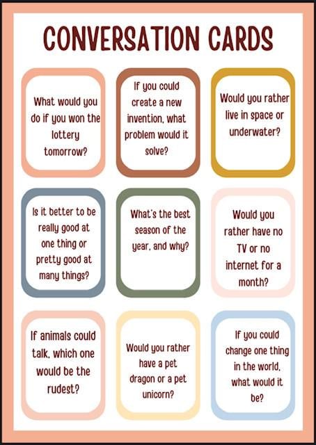 Conversation Cards PDF – 107 Prompts for Families, Home Education ...