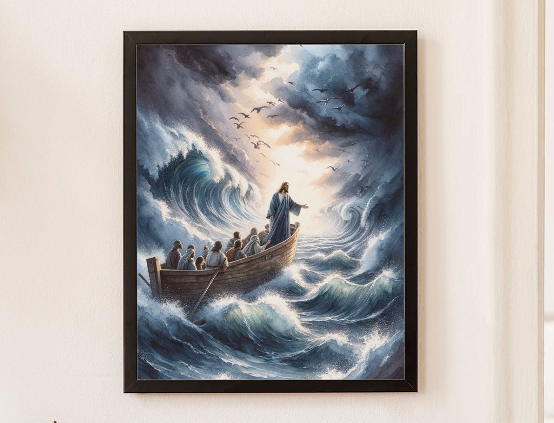 Calming the Storm, Downloadable Christian Wall Art Decor, Jesus Calms ...