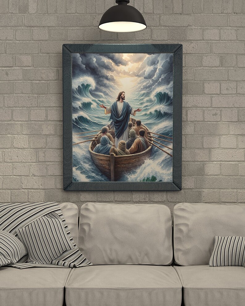 Jesus Calms the Storm, Downloadable Christian Wall Art Decor, Calming ...