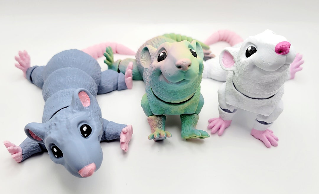 Rat Flexi Fidget Toy Pet 3D Printed Gift Articulated Imaginative Play ...