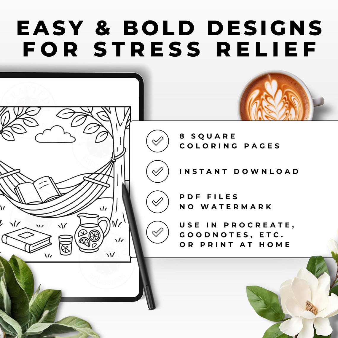 Four Seasons Coloring Pages | Cozy Bookish Designs | Bold Easy Literary ...