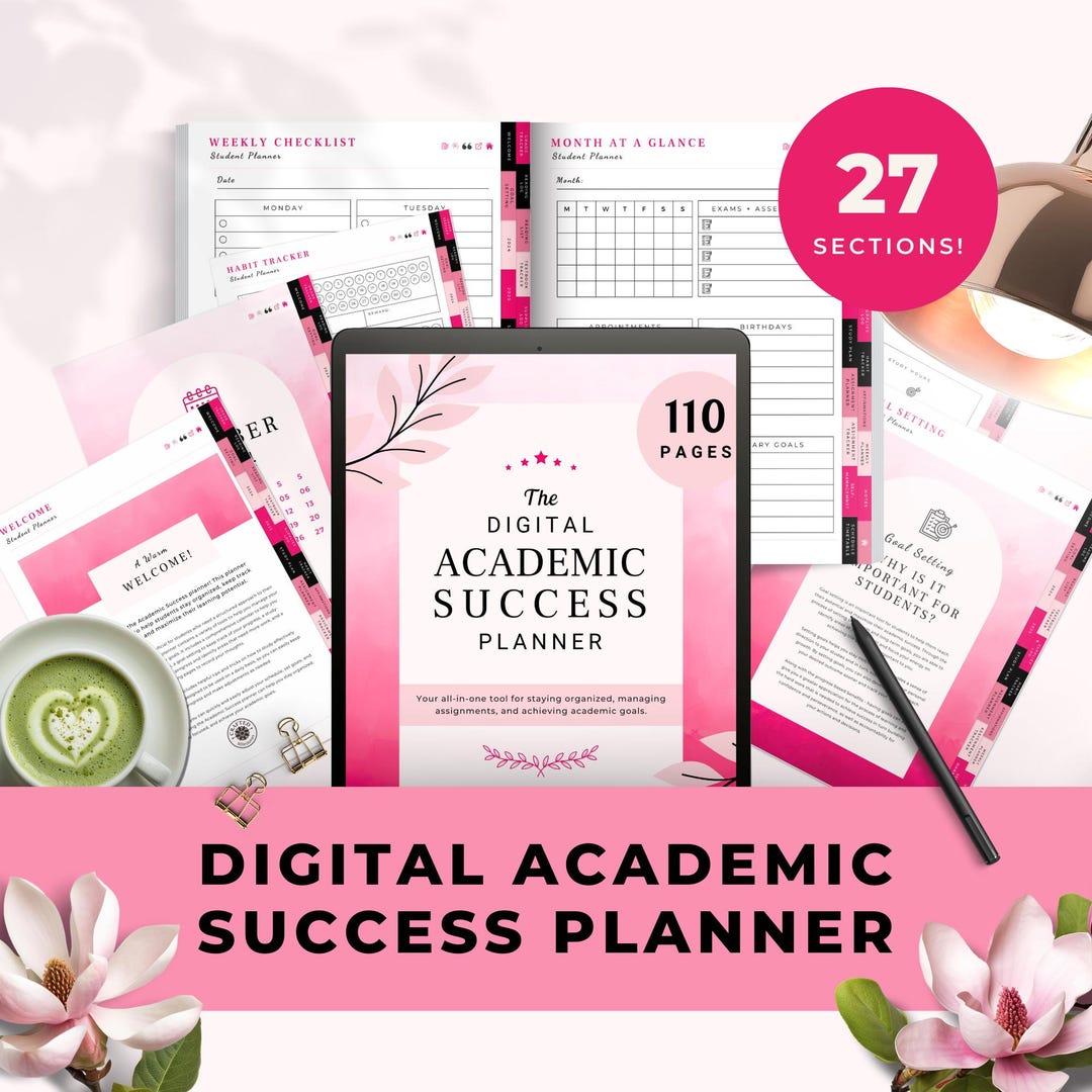 Hot Pink Black Academic Planner 2024-2025 Goodnotes Student College ...