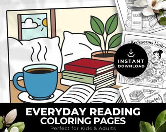 Four Seasons Coloring Pages | Cozy Bookish Designs | Bold Easy Literary ...