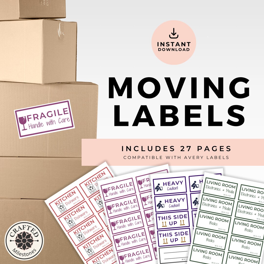 Wildflower Labels for Moving Boxes | Color Coded Room Specific ...
