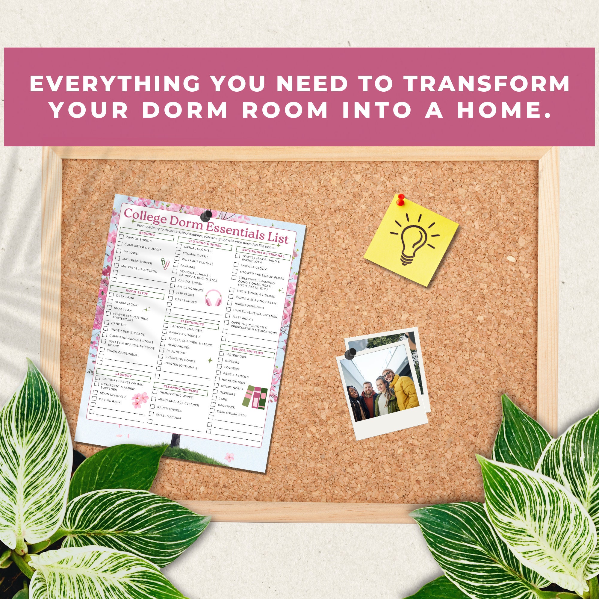 Cherry Blossom College Dorm Packing List Freshman Student Gift Must ...