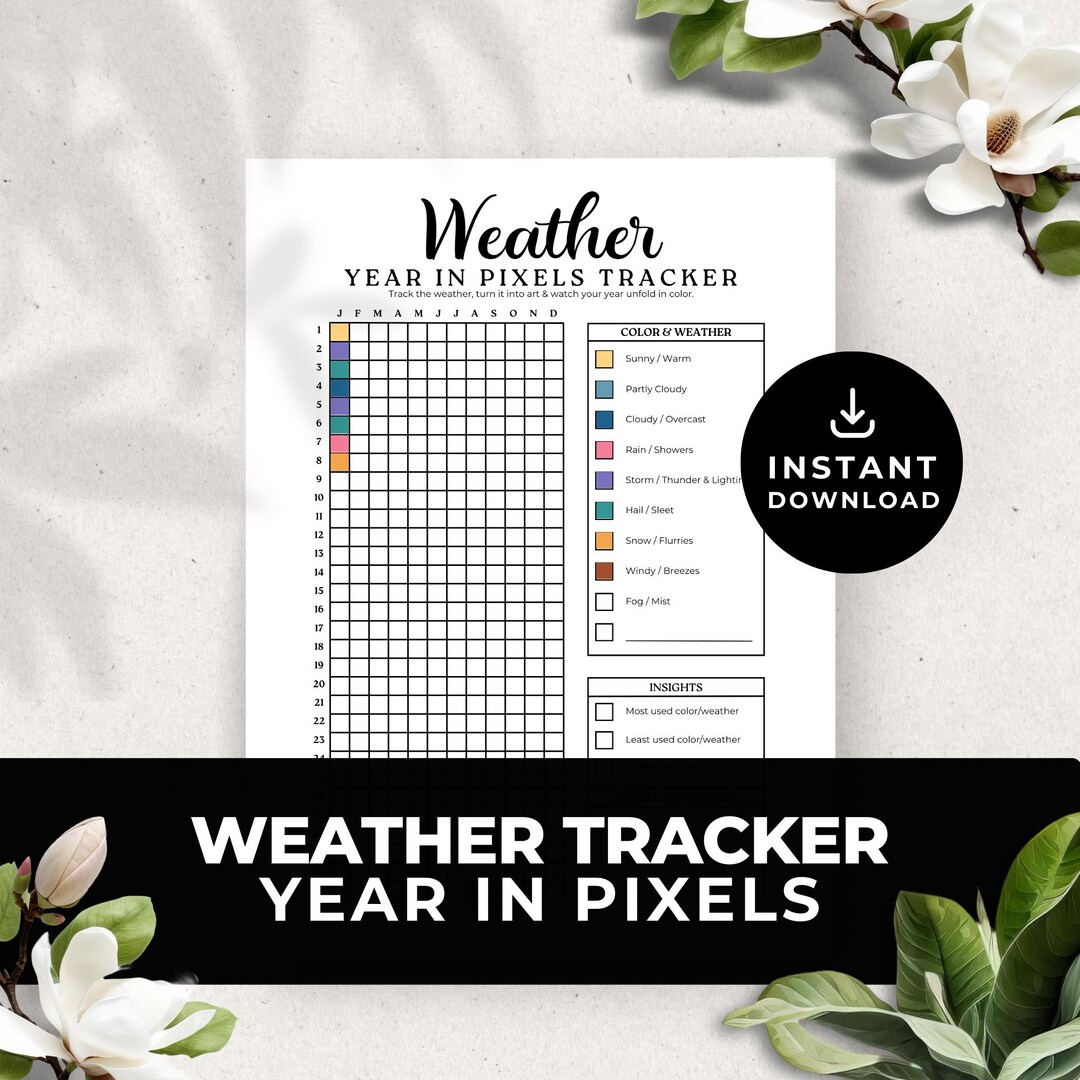 Minimalist Weather Tracker Year in Pixels Printable | Journal Page ...