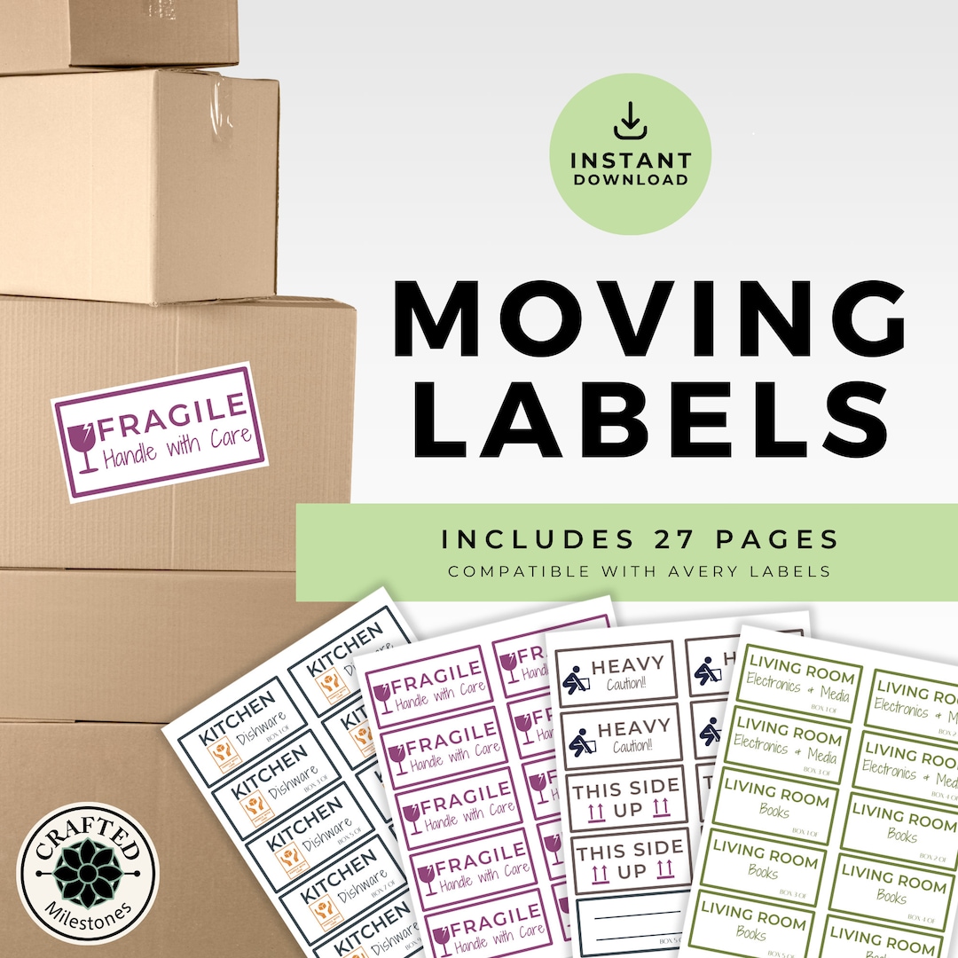 Cottagecore Labels for Moving Boxes | Color Coded Room Specific ...