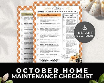 Modern Navy October Home Maintenance Checklist | Homeowner First Time ...