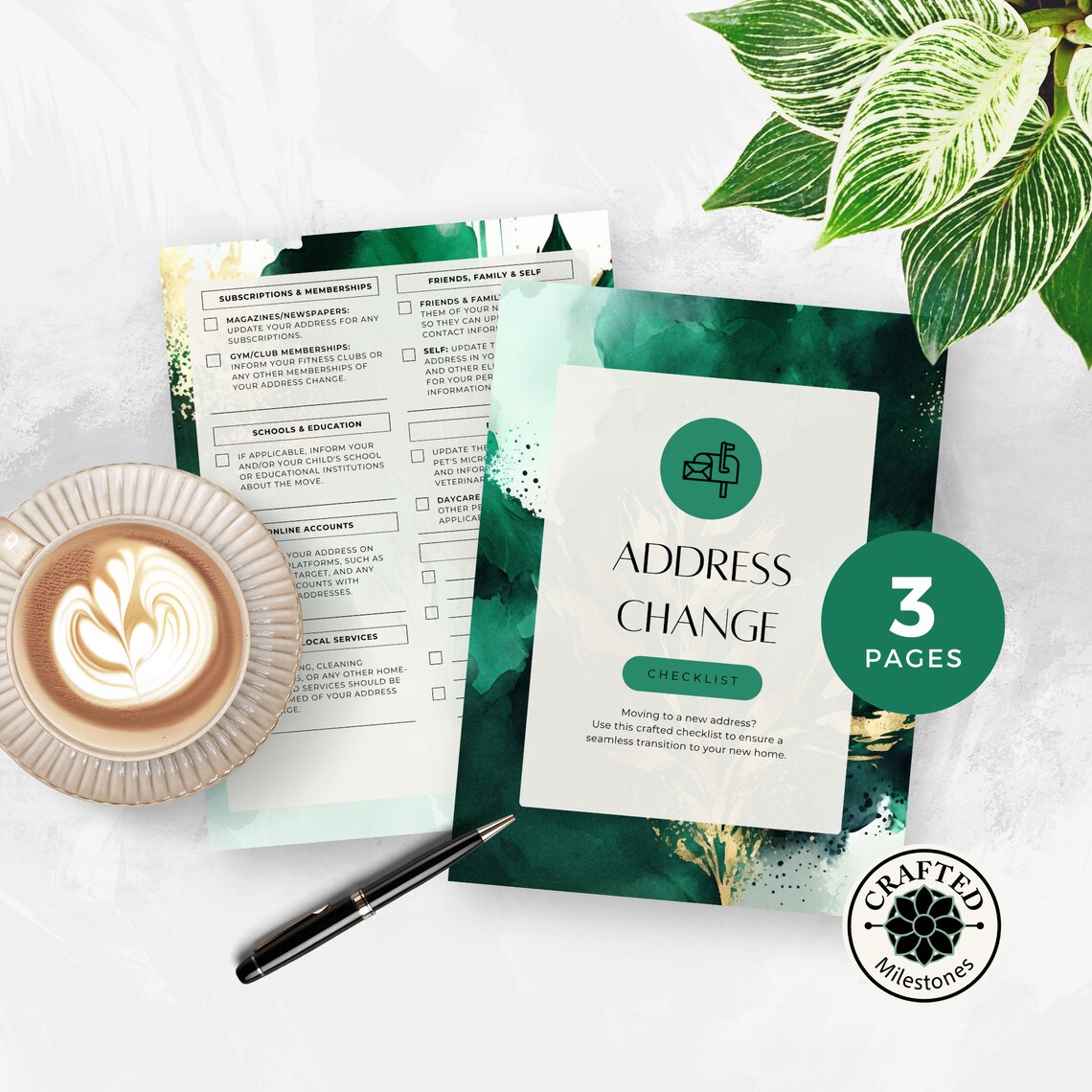Emerald Green Change of Address Checklist | New Home Moving Organizer ...