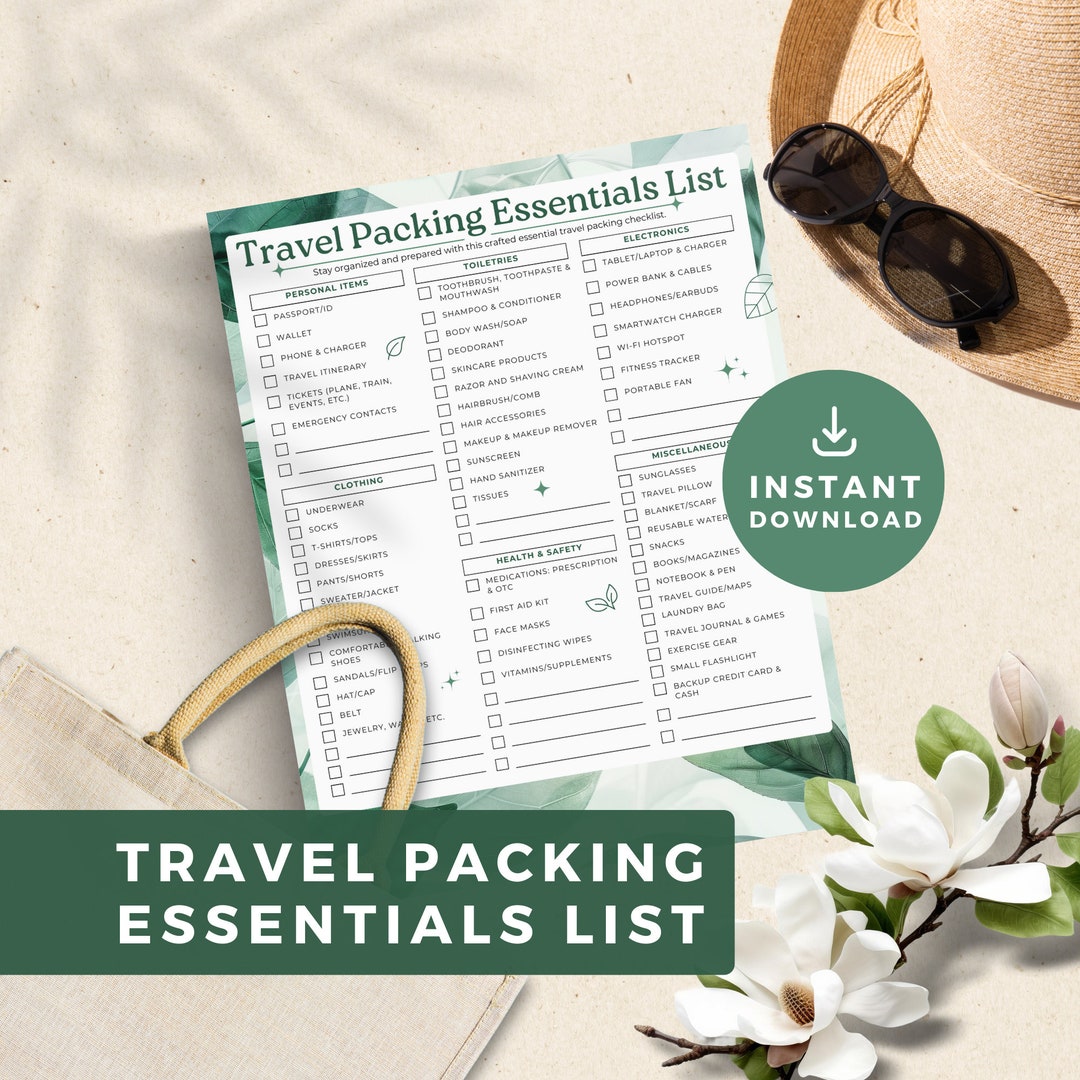 Emerald Green Travel Packing Checklist | Essentials List | Travelers ...