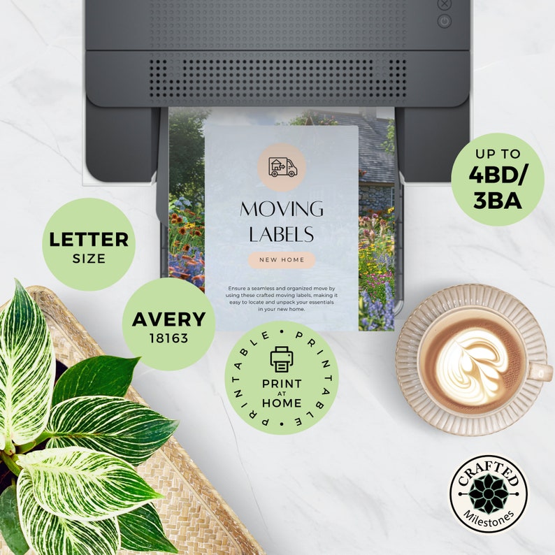 Cottagecore Labels for Moving Boxes | Color Coded Room Specific ...