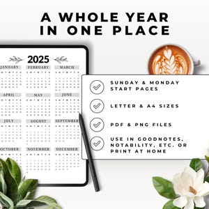 Minimalist 2025 Calendar Png | New Year at a Glance Full Yearly ...