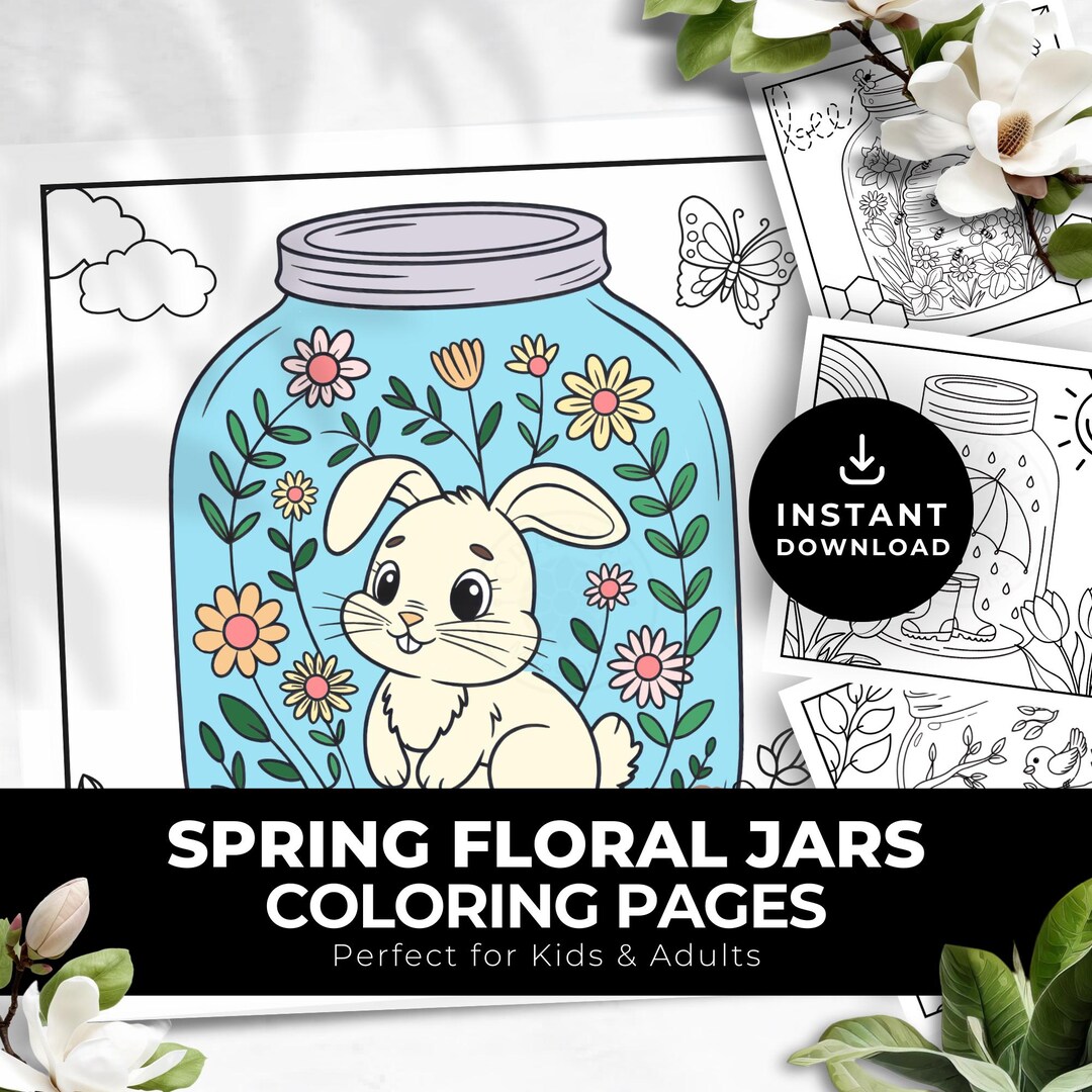 Cute Spring Coloring Pages Jars | Bold Easy Fun Spring Flowers Nature ...