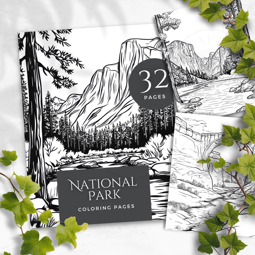 National Park Coloring Pages Hiking Camping Printable Bold Easy Nature ...
