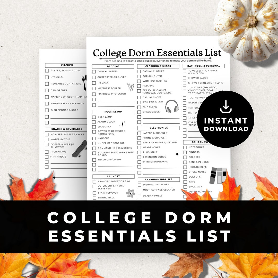 Minimalist College Dorm Packing List Freshman Student Gift Must Have ...