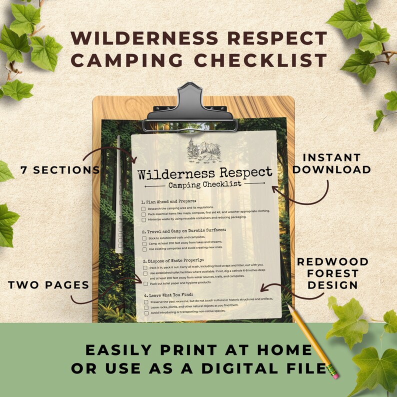 Redwoods Leave No Trace Checklist | Wilderness Respect | Camping ...