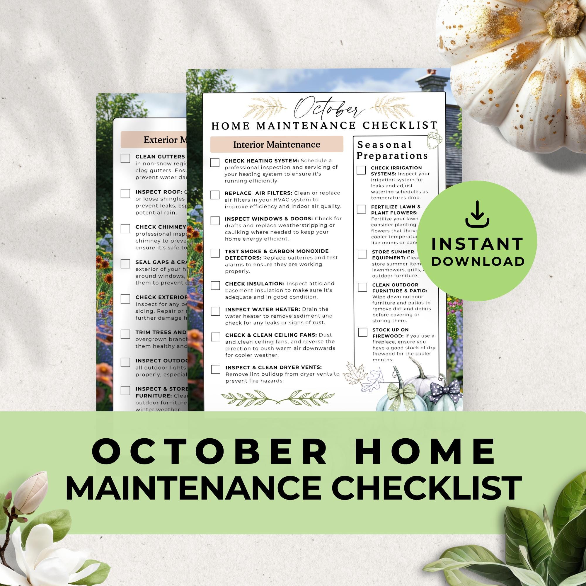 Cottagecore Coquette October Home Maintenance Checklist Homeowner First ...