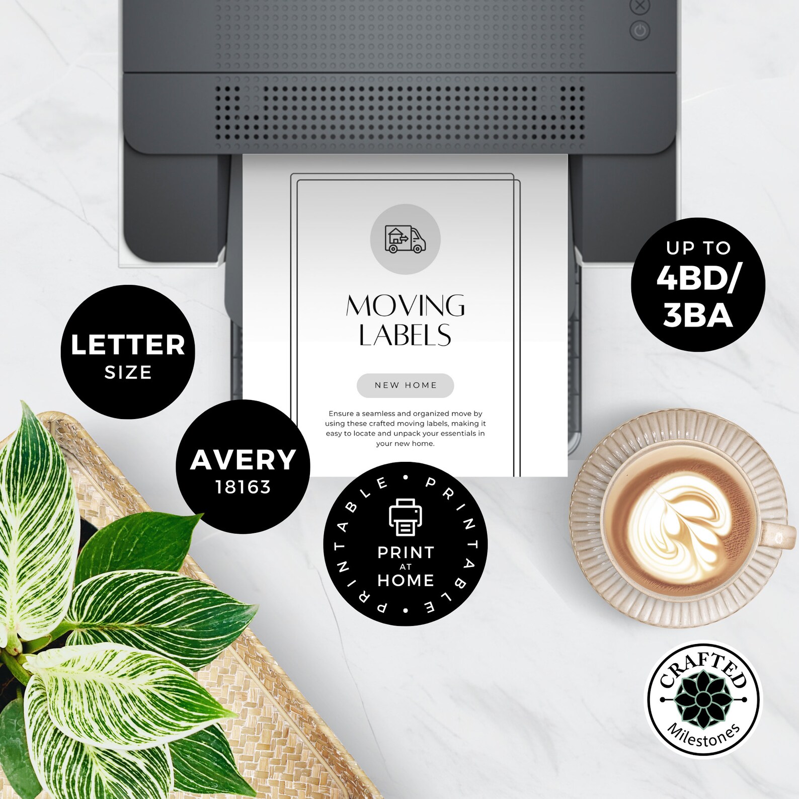 Minimalist Labels for Moving Boxes | Simple Room Specific Homeowners ...