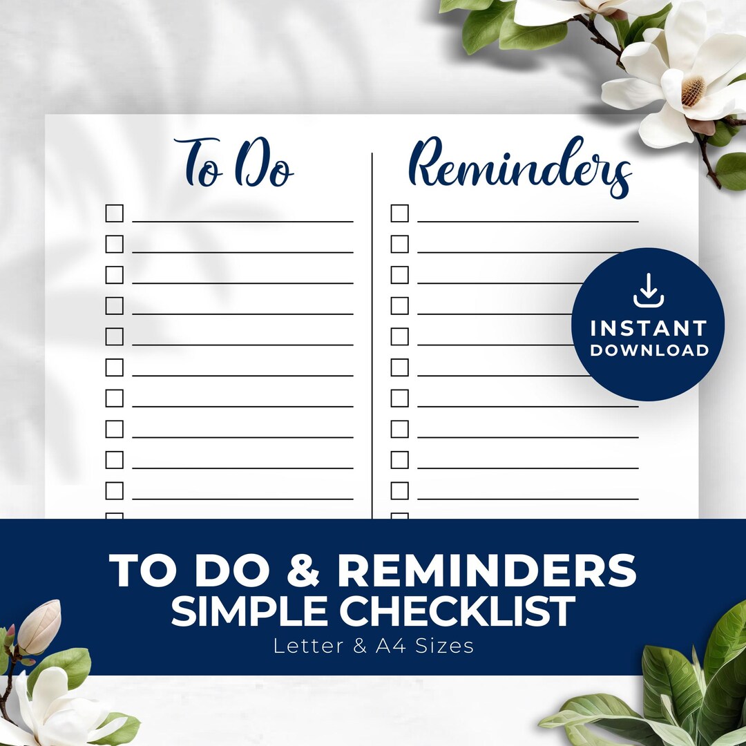 Navy Blue Simple to Do List Printable | Daily Task Tracker Checklist ...