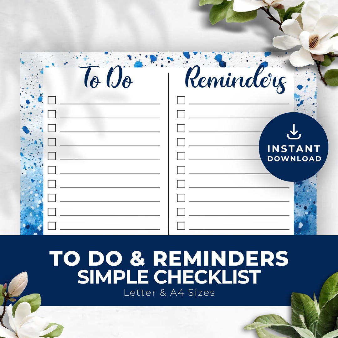 Royal Blue Simple to Do List Printable | Daily Task Tracker Checklist ...