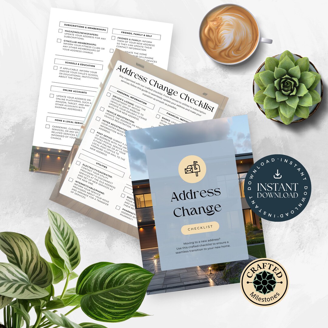 Modern Change of Address Checklist | New Home Moving Organizer ...