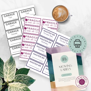 Watercolor Labels for Moving Boxes | Color Coded Room Specific ...