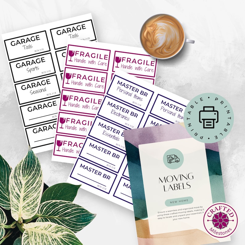 Watercolor Labels for Moving Boxes | Color Coded Room Specific ...