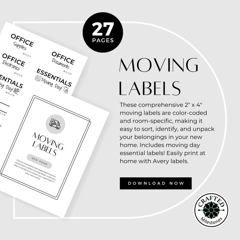 Minimalist Labels for Moving Boxes | Simple Room Specific Homeowners ...
