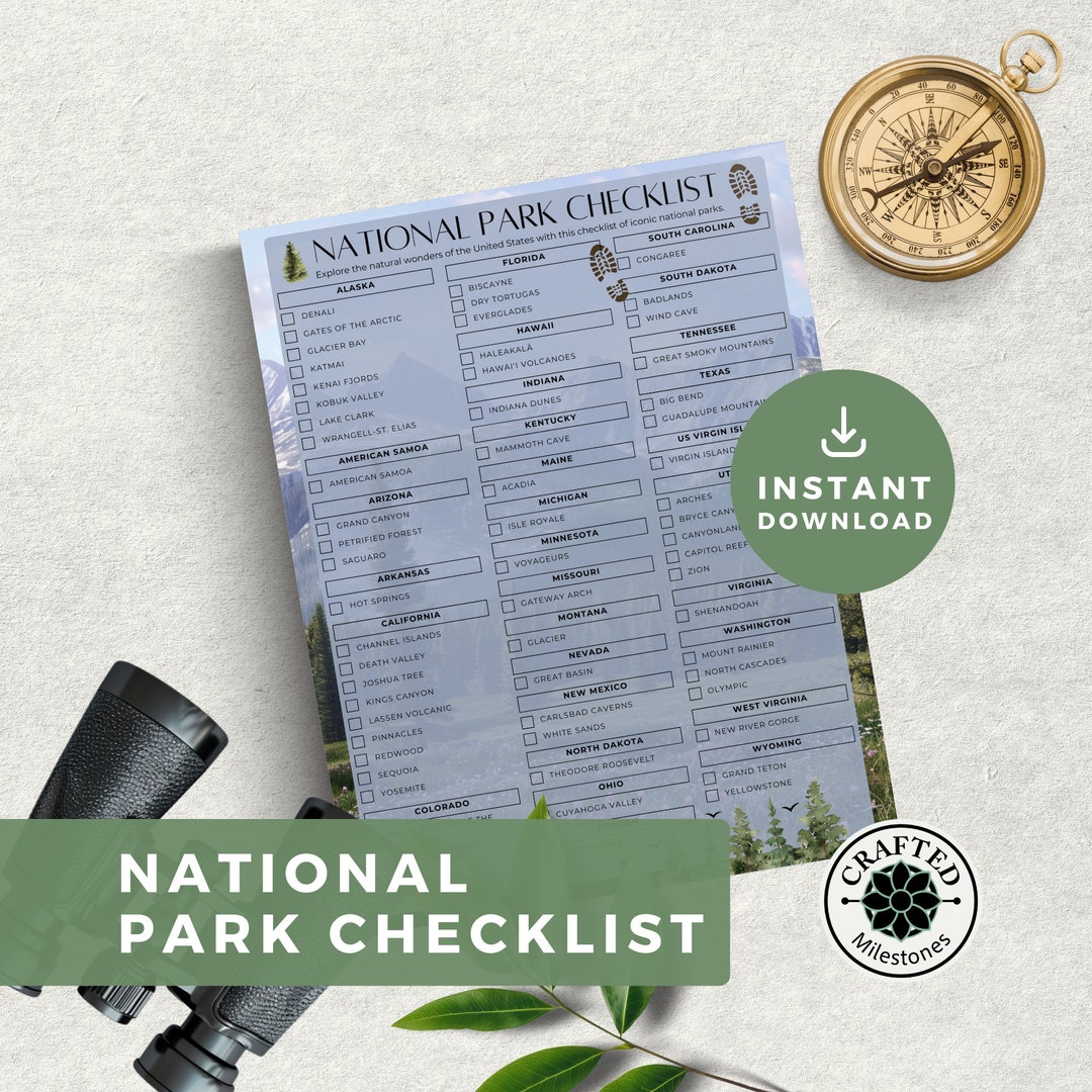 National Park Checklist Printable | Rocky Mountain | Travel Bucket List ...