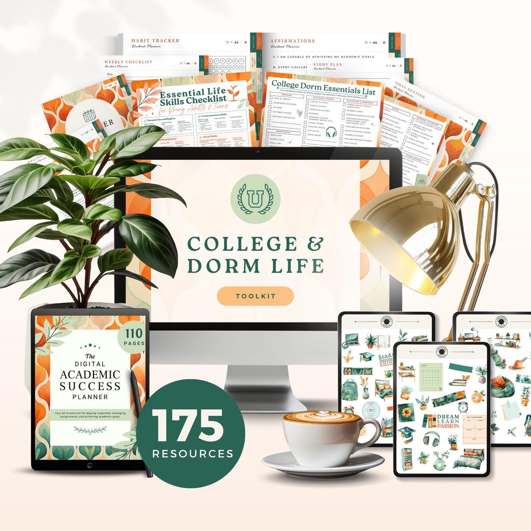 Orange Green College Dorm Bundle | Student Freshman High School Senior ...