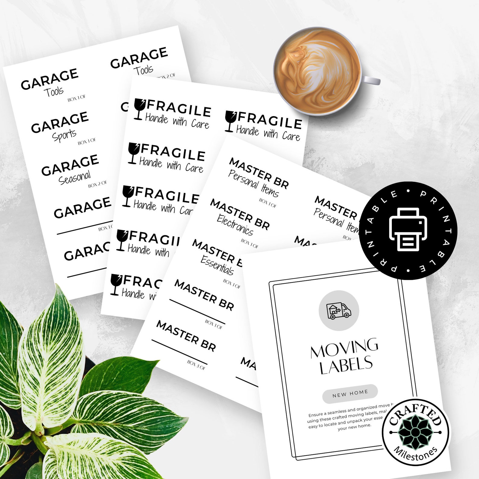 Minimalist Labels for Moving Boxes | Simple Room Specific Homeowners ...