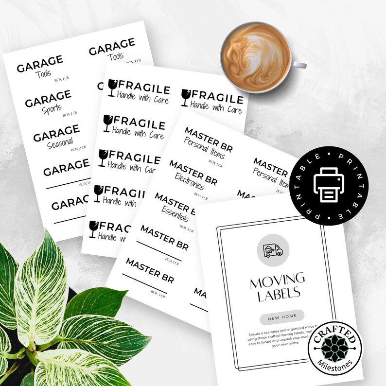 Minimalist Labels for Moving Boxes | Simple Room Specific Homeowners ...