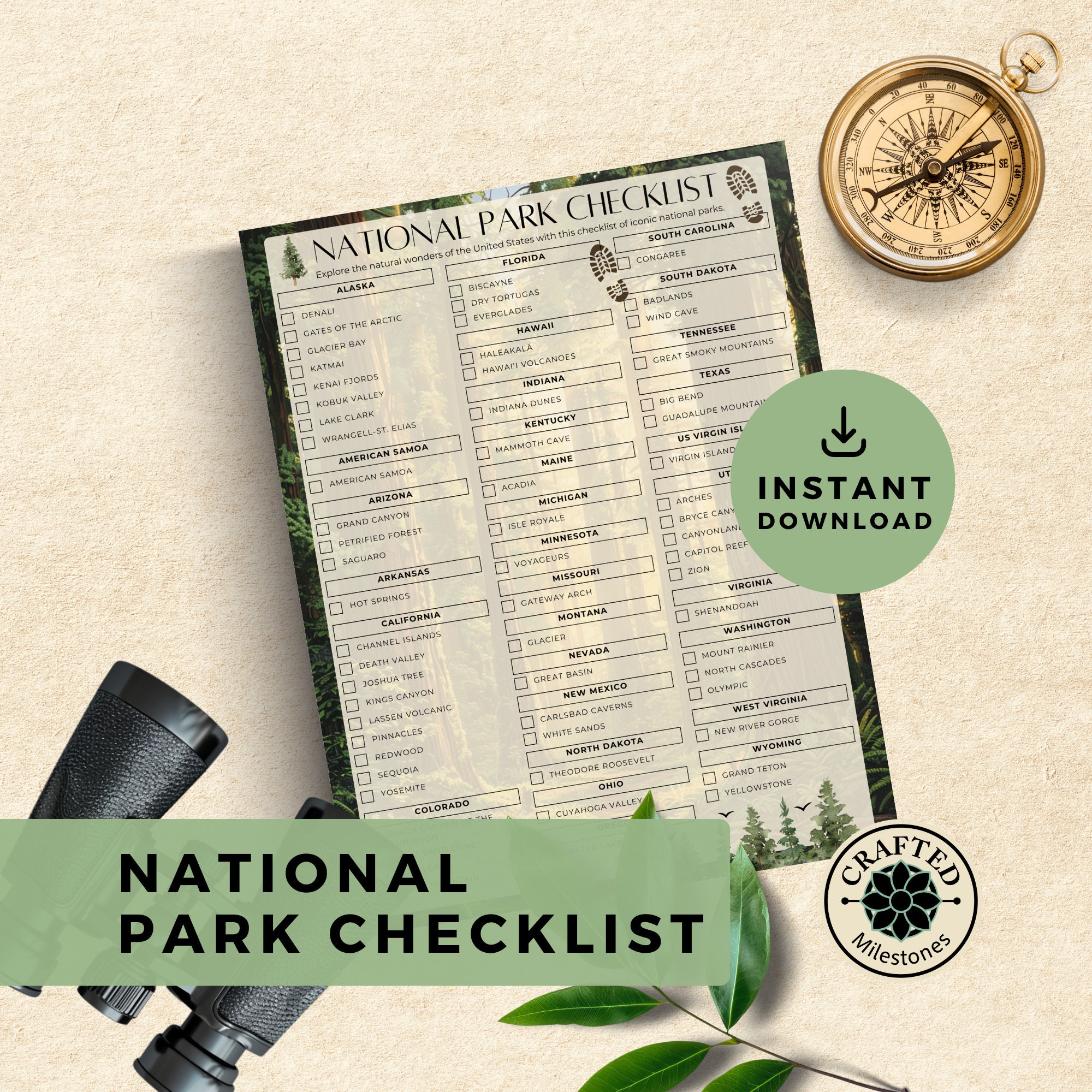 National Park Checklist Printable | Redwoods | Travel Bucket List ...