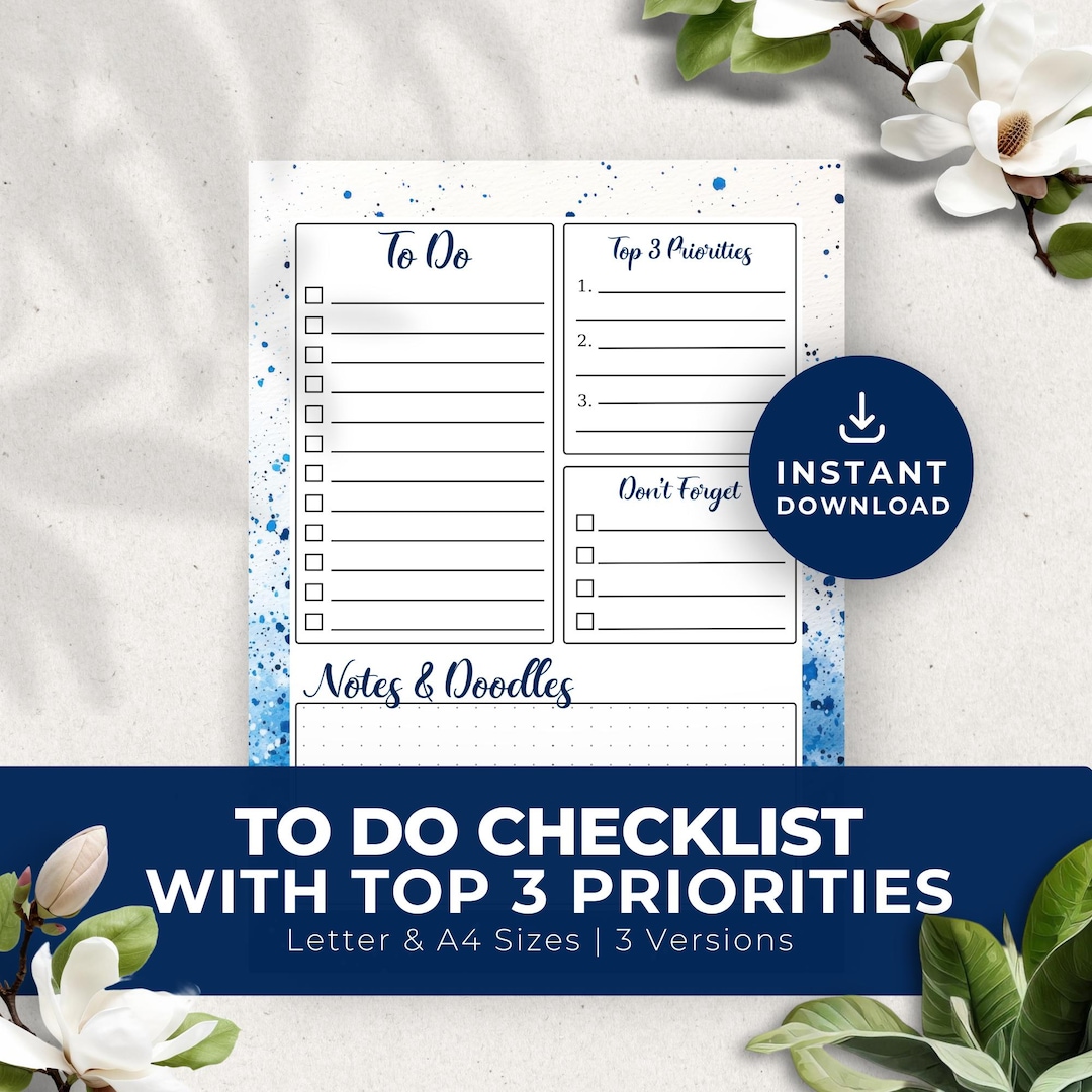 Royal Blue Simple to Do List Printable | Daily Task Tracker Checklist ...