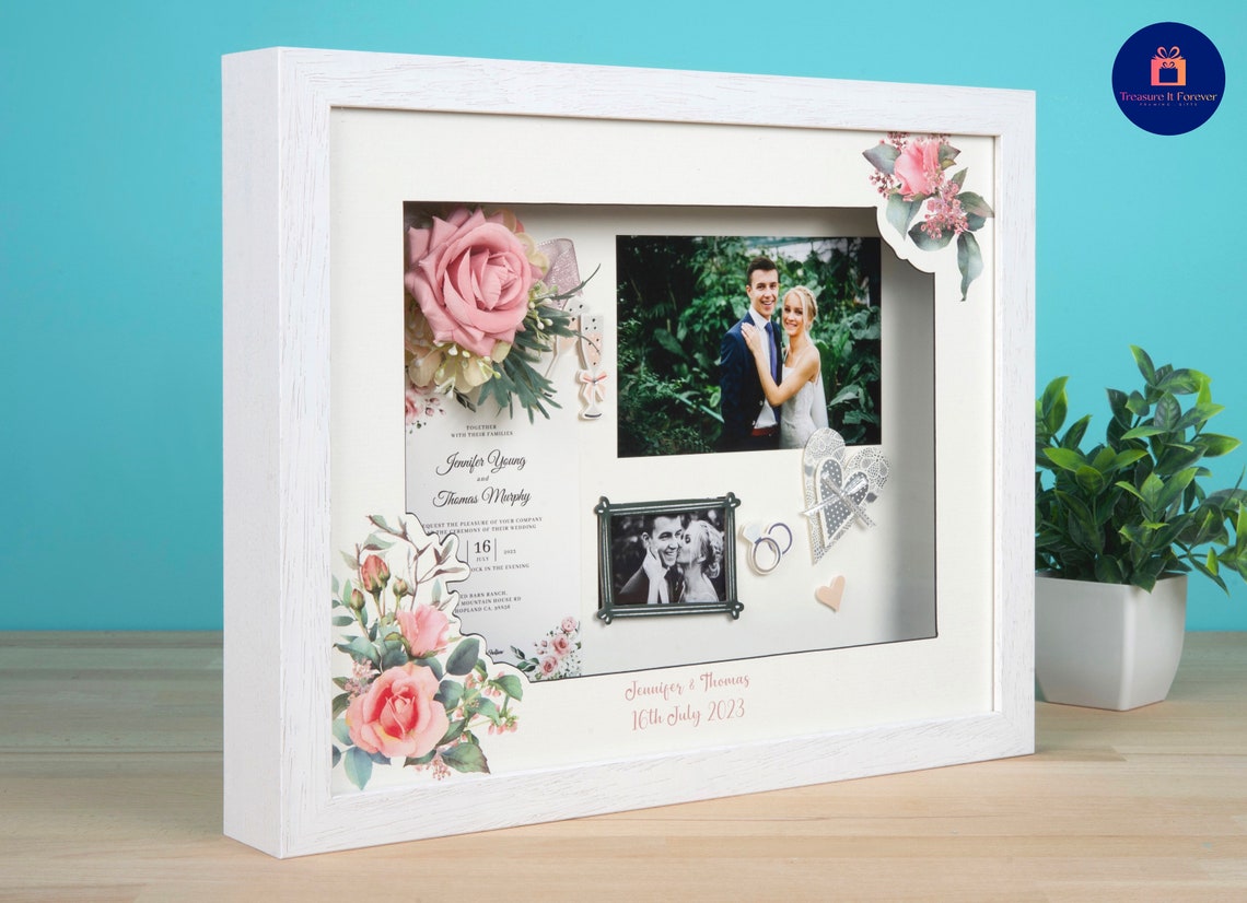 Handcrafted Wedding Shadow Box Frame: Solid Wood Keepsake Display - Etsy