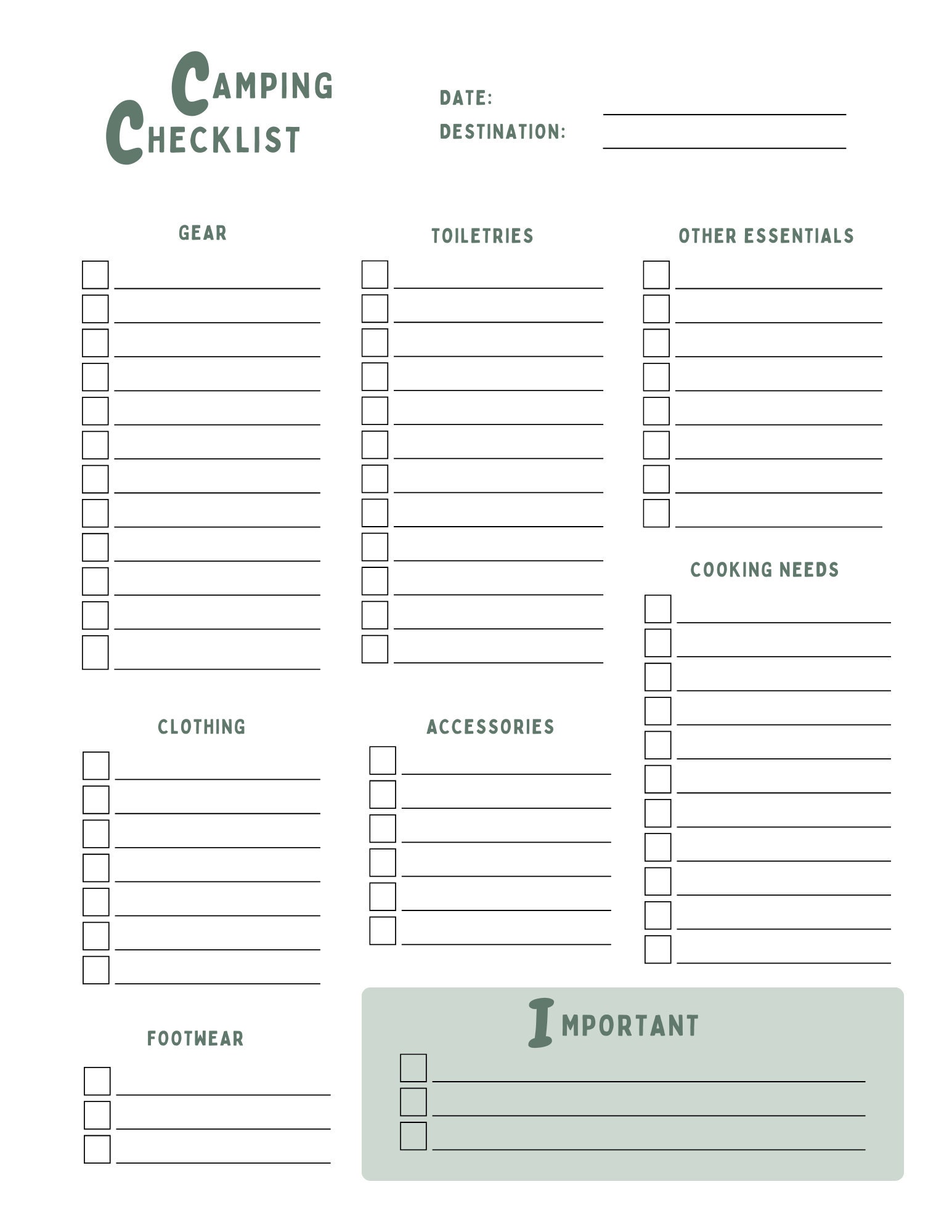 Printable Camping Packing Checklist | Pack for Your Camping Trip ...