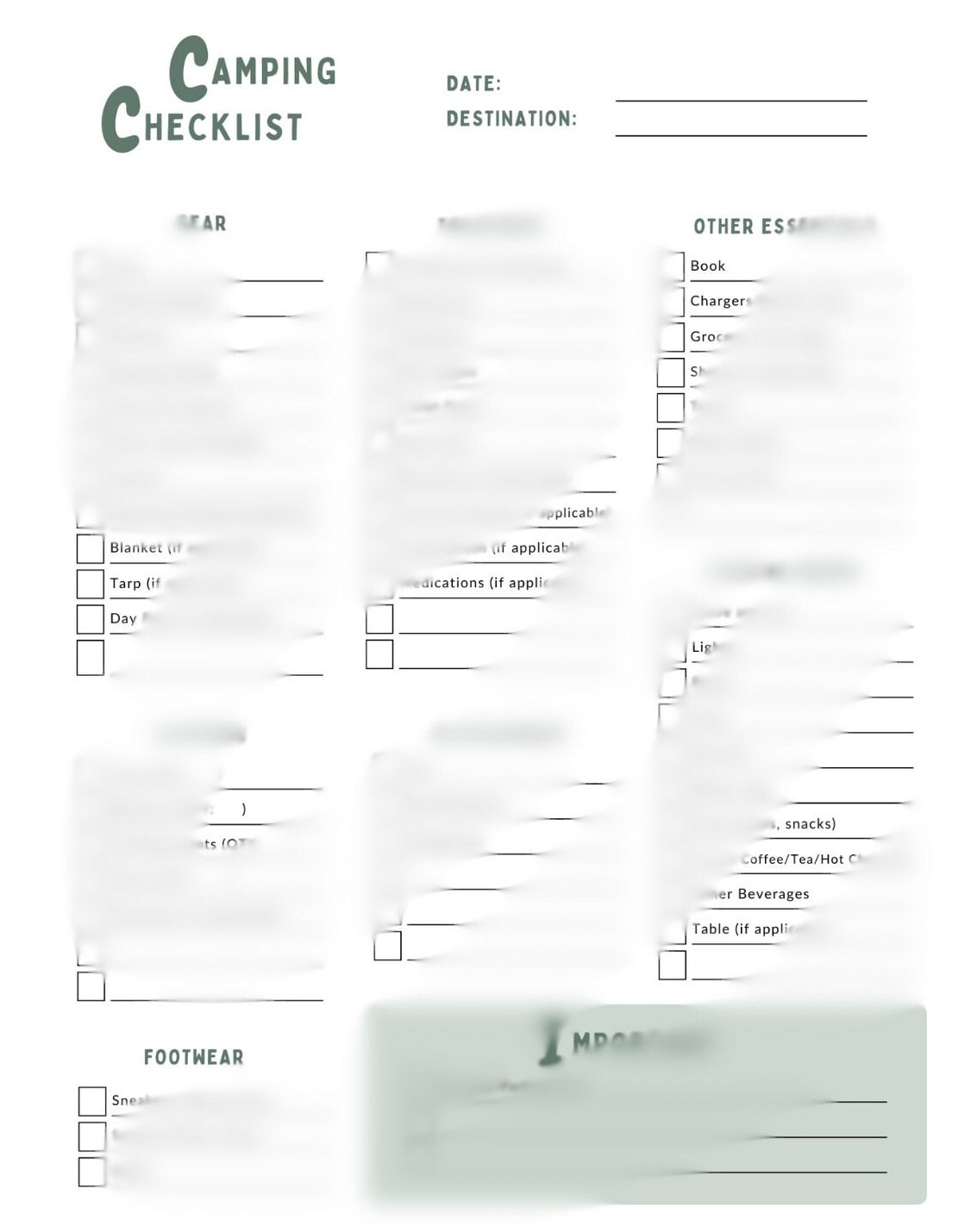 Printable Camping Packing Checklist | Pack for Your Camping Trip ...