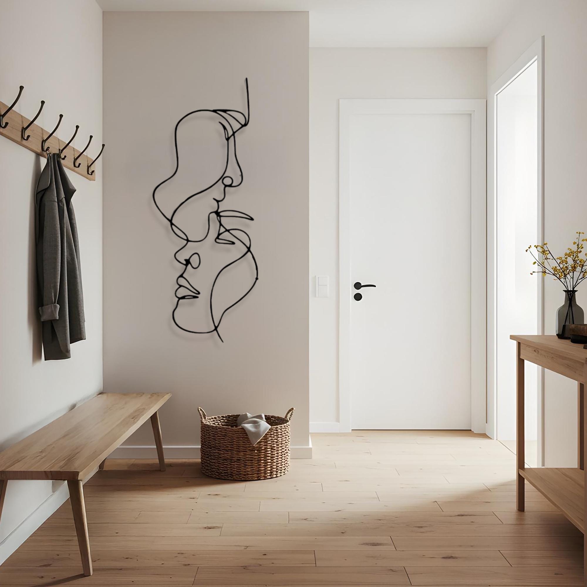 One Line Couple Metal Wall Art, Minimalist Love Line Drawing Decor ...
