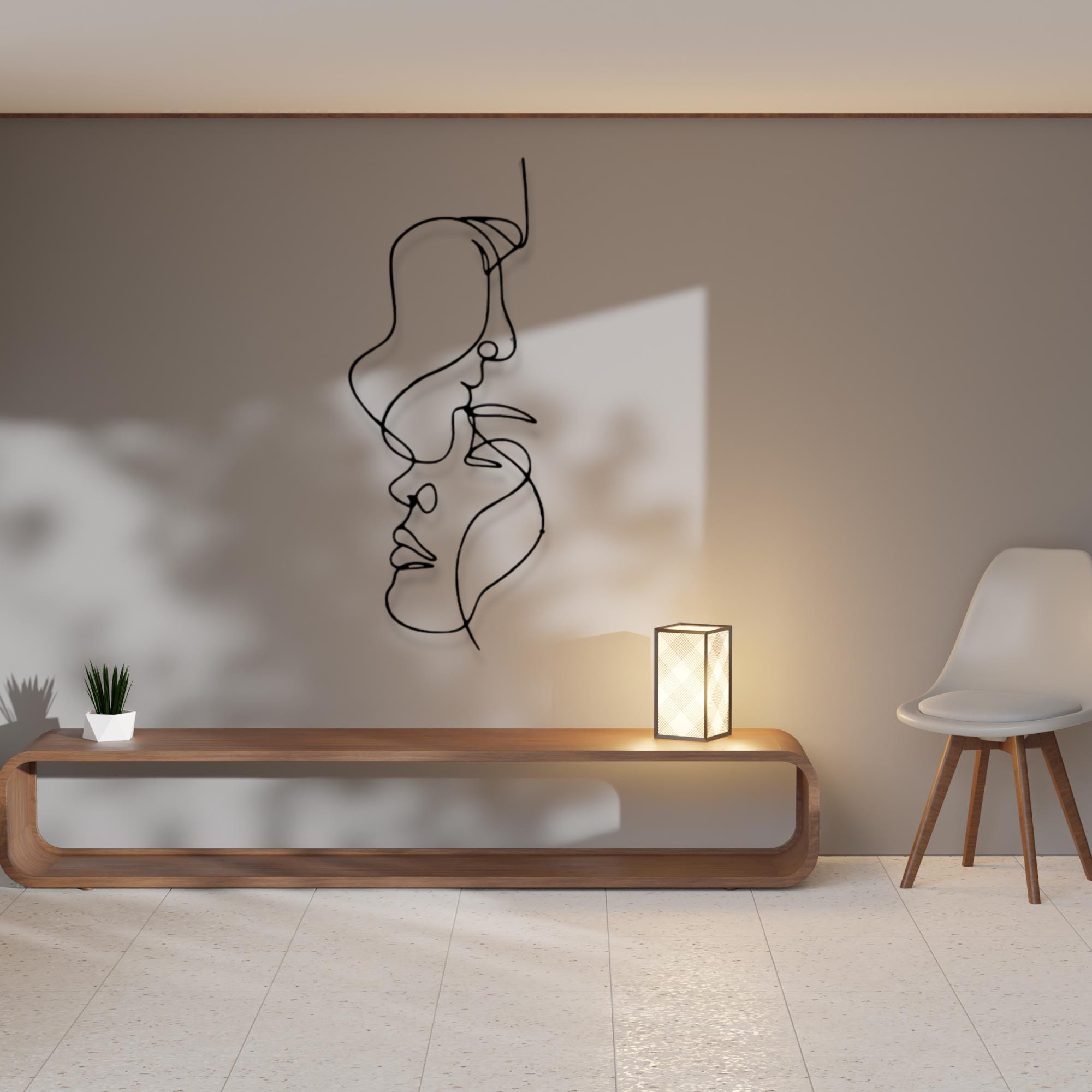 One Line Couple Metal Wall Art, Minimalist Love Line Drawing Decor ...