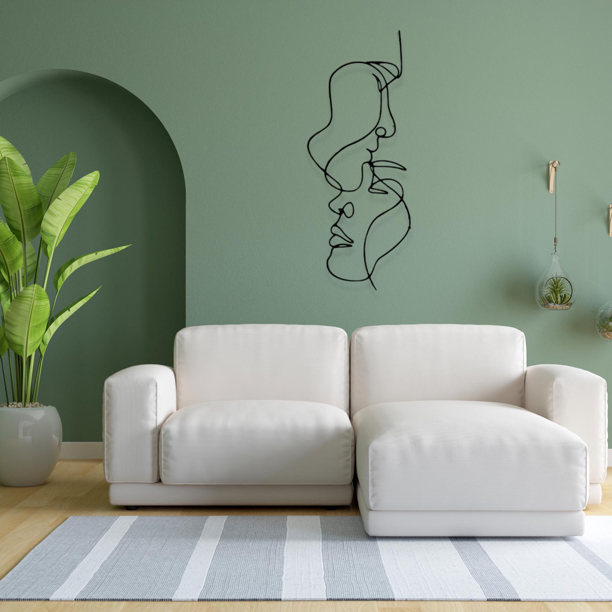 One Line Couple Metal Wall Art, Minimalist Love Line Drawing Decor ...