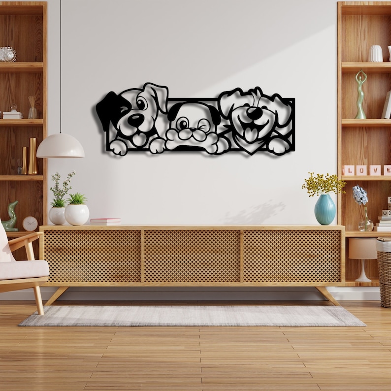 Cute Dogs Metal Wall Art, Metal Dog Wall Decor, Adorable Dogs Wall Art ...