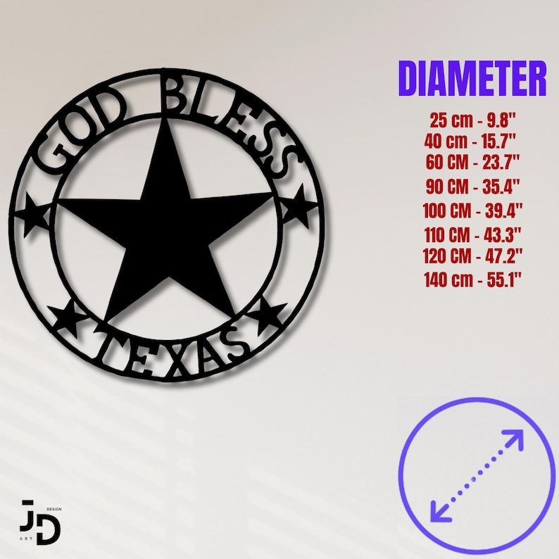 Texas Lone Star Metal Wall Art: God Bless Texas Circle Sign, Western ...