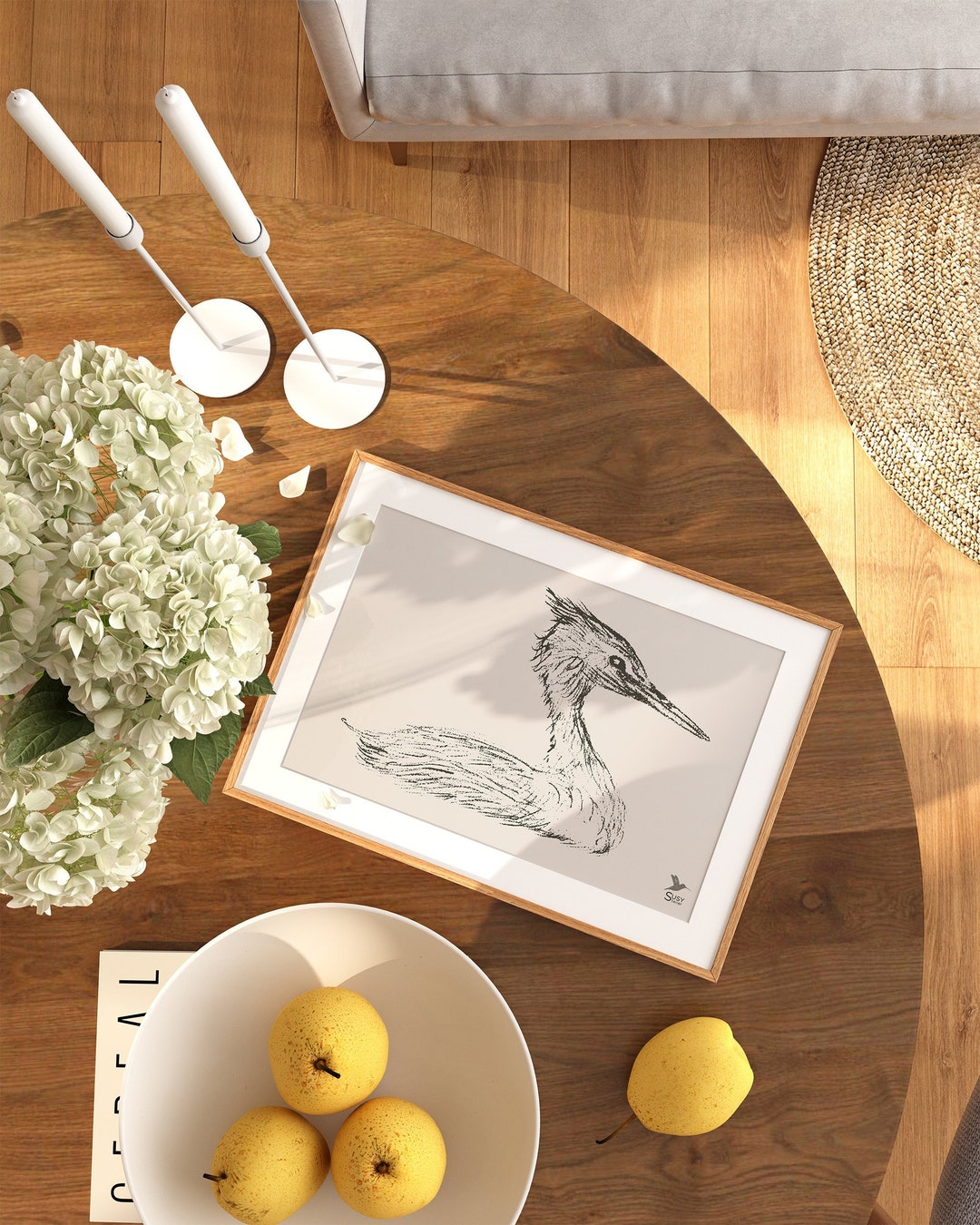 GREAT CRESTED GREBE - 5 X7 Unframed Art Print – Cute Bird Art - Pencil ...