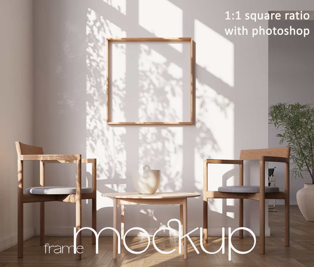 Square Wall Art Wooden Frame Mockup, Minimalist Realistic Scandinavian ...